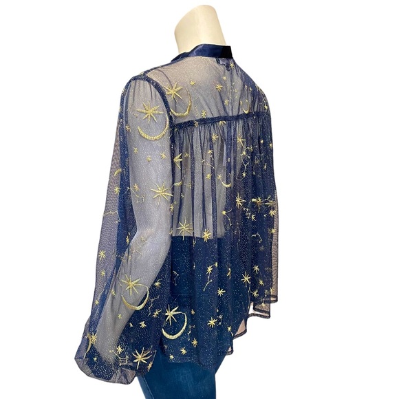 Endless Rose | Tops | New Embroidered Constellation Sheer Chiffon And ...